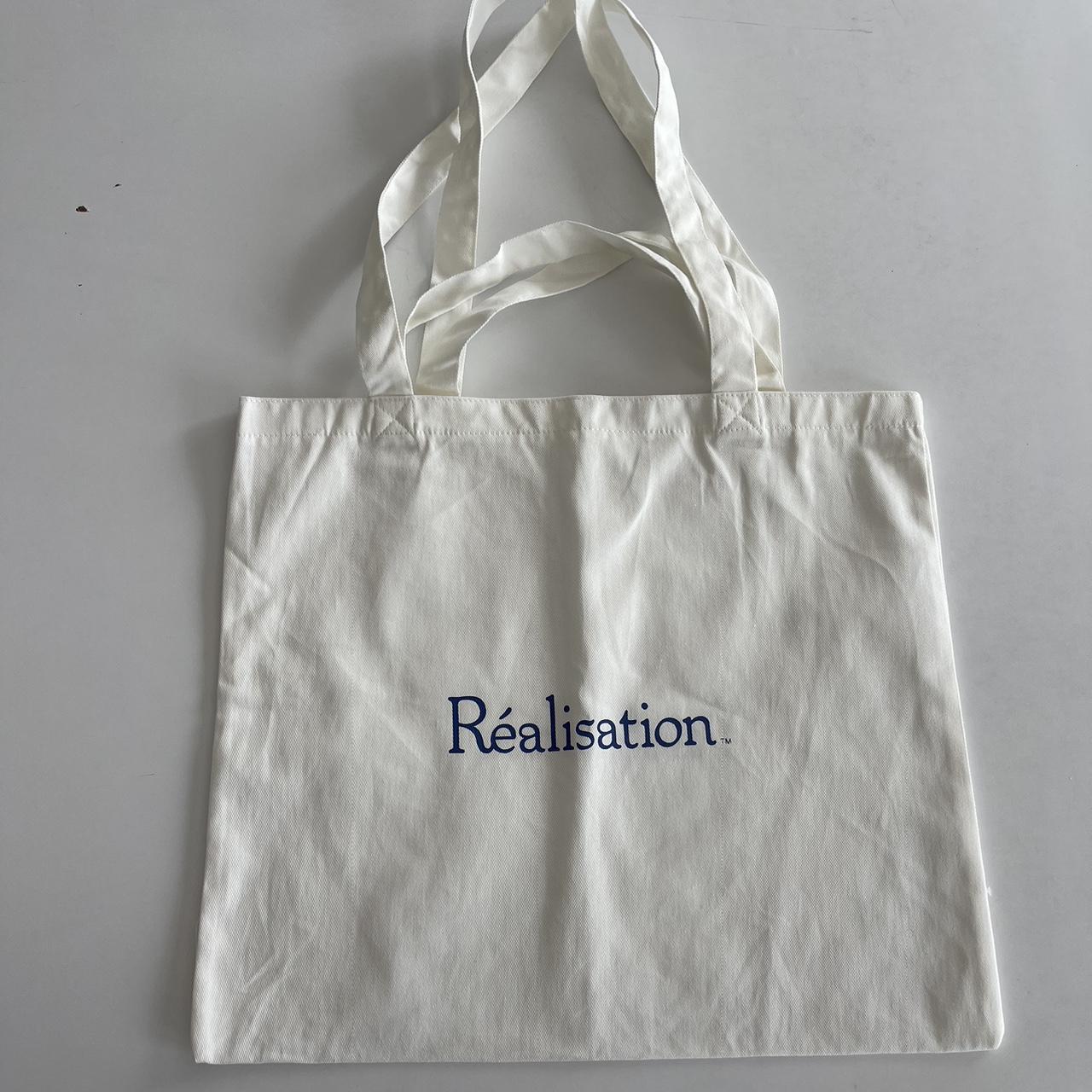 Réalisation Par Fabric Tote Bag | white & blue |... - Depop