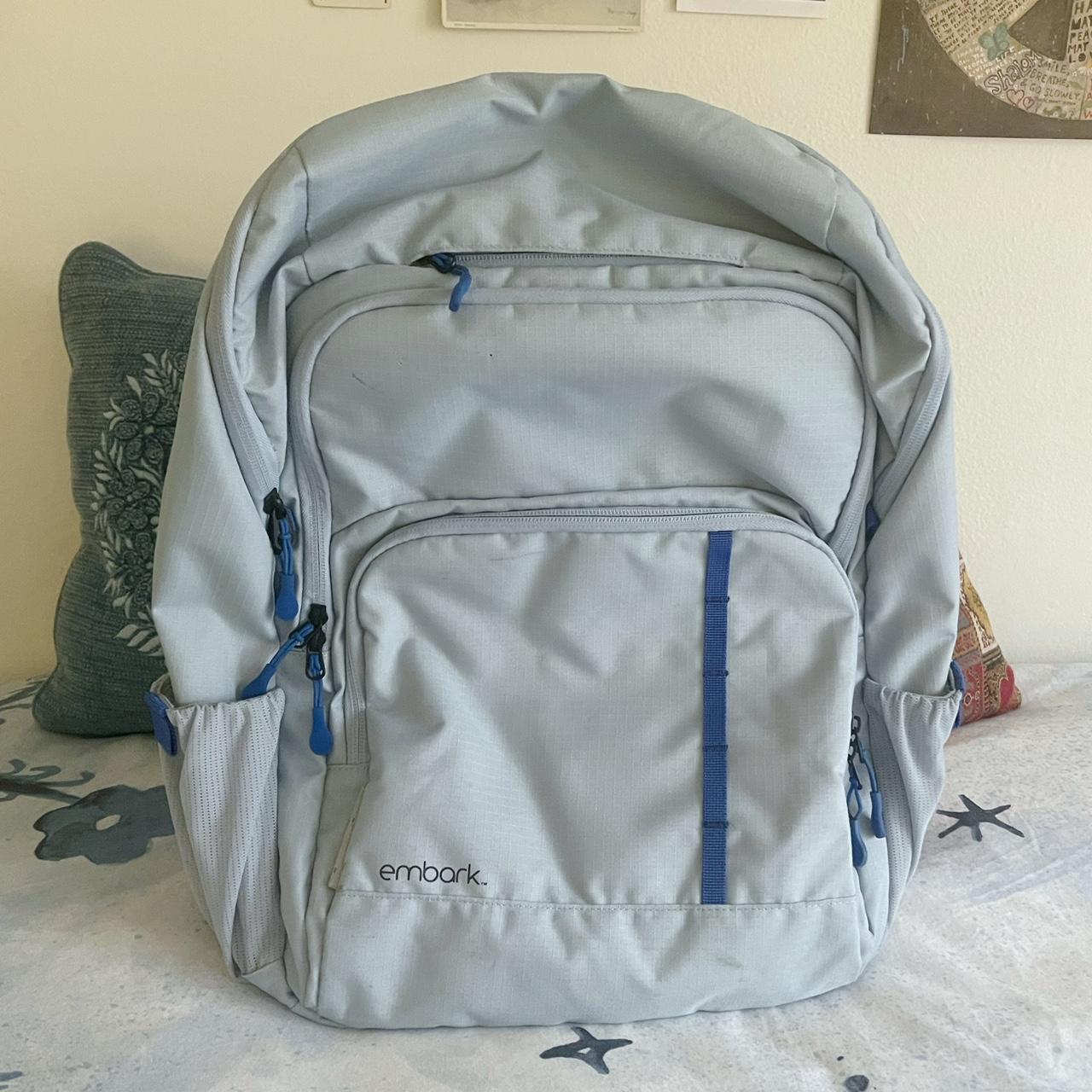 baby blue embark backpack ! baby blue with... - Depop