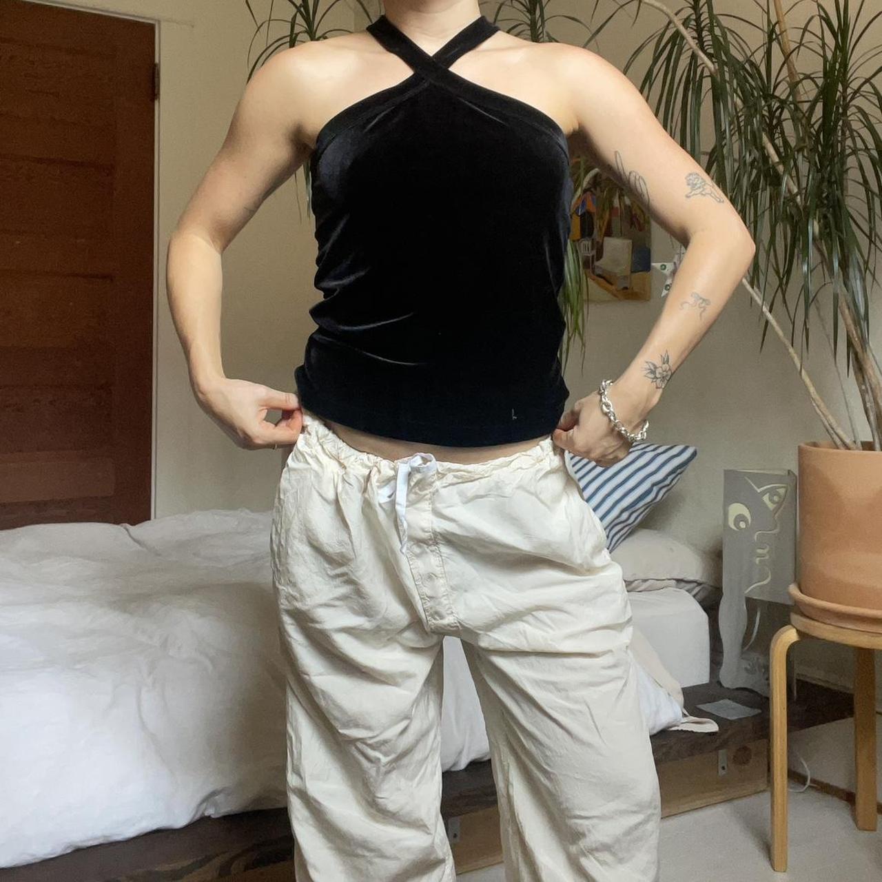 Vintage black velvet halter tank Tagged for exposure - Depop