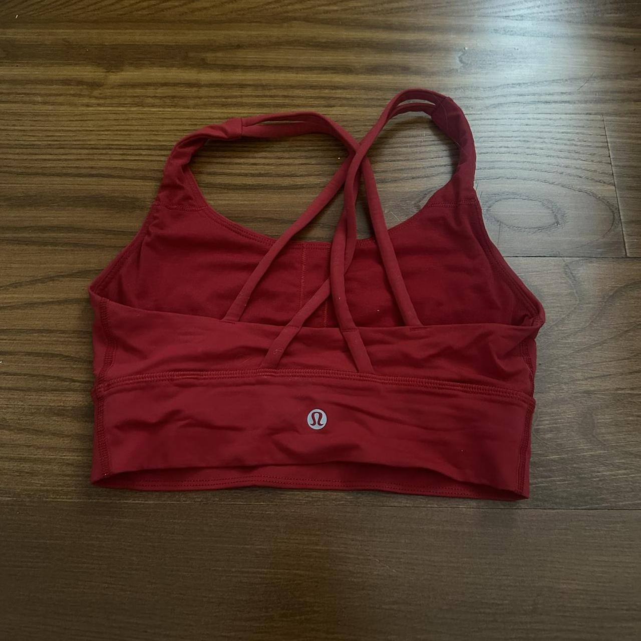 Dark red crisscross back sports bra - Depop