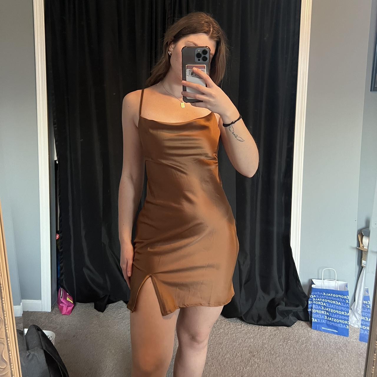🤎 brown dress - SHEIN - silky material - not sure... - Depop