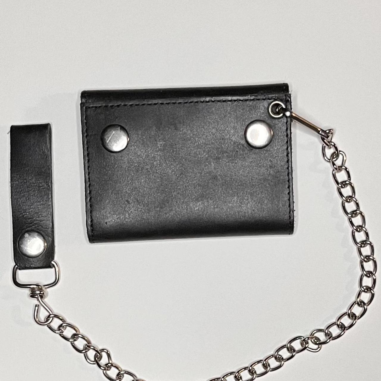 Vintage y2k style chain wallet -real genuine leather - Depop