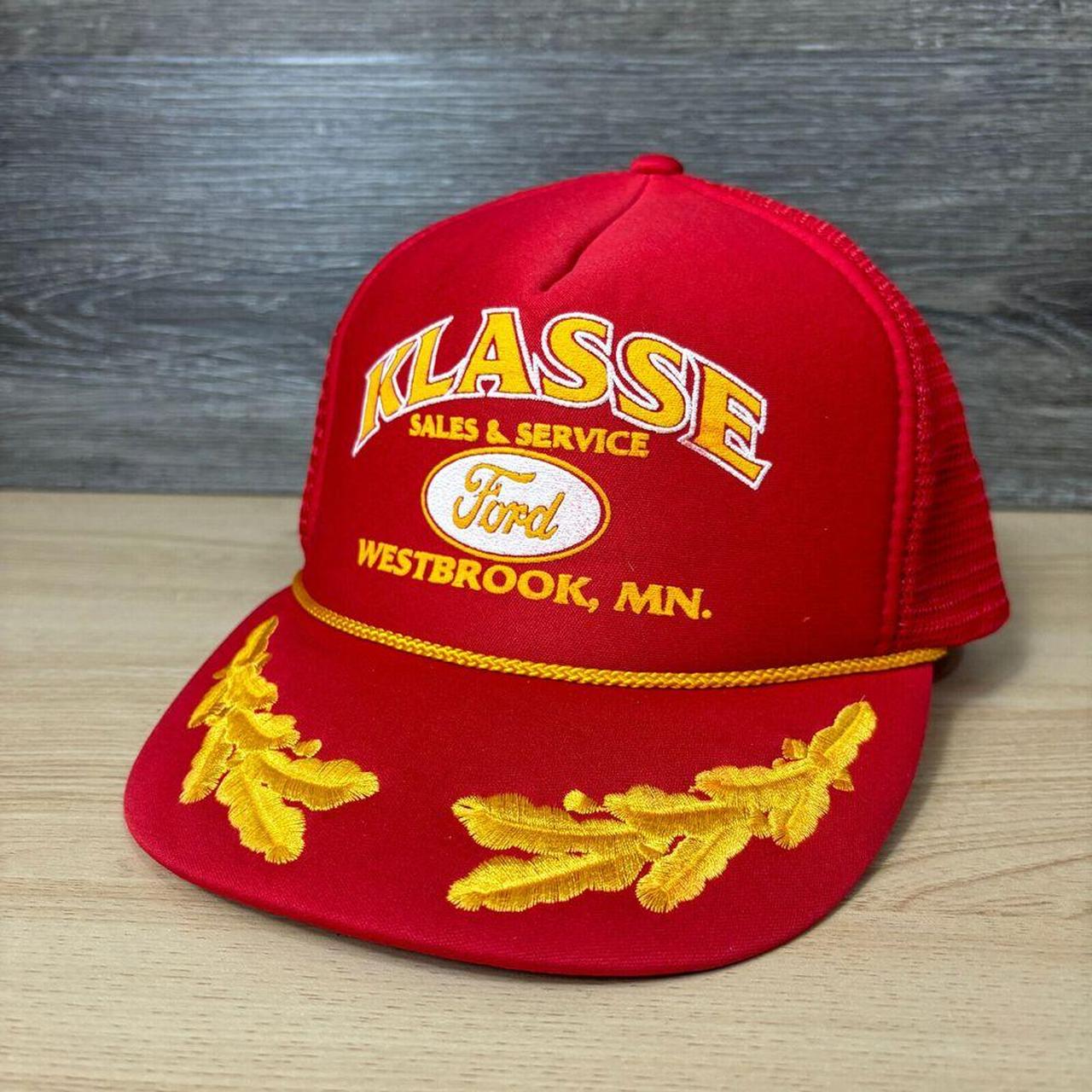 Vintage Ford Hat Cap Snapback Red Trucker Klasse... - Depop
