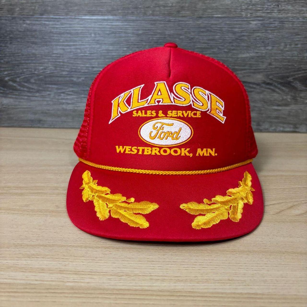 Vintage Ford Hat Cap Snapback Red Trucker Klasse... - Depop