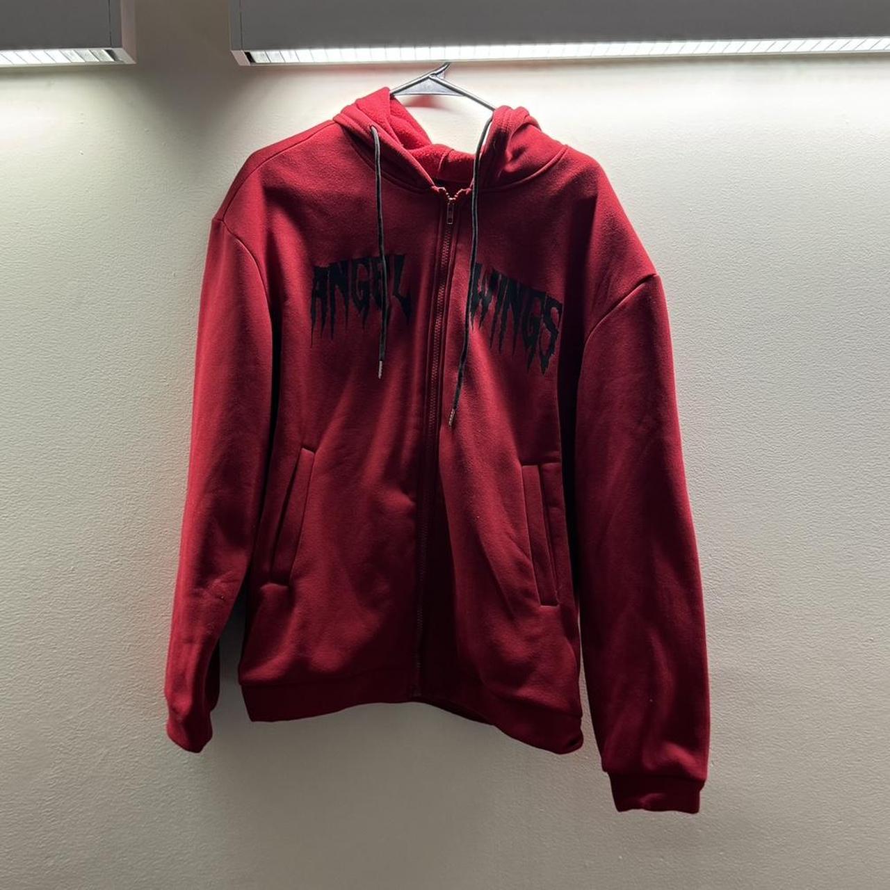 Red Angel Wings Zip up Hoodie - Depop