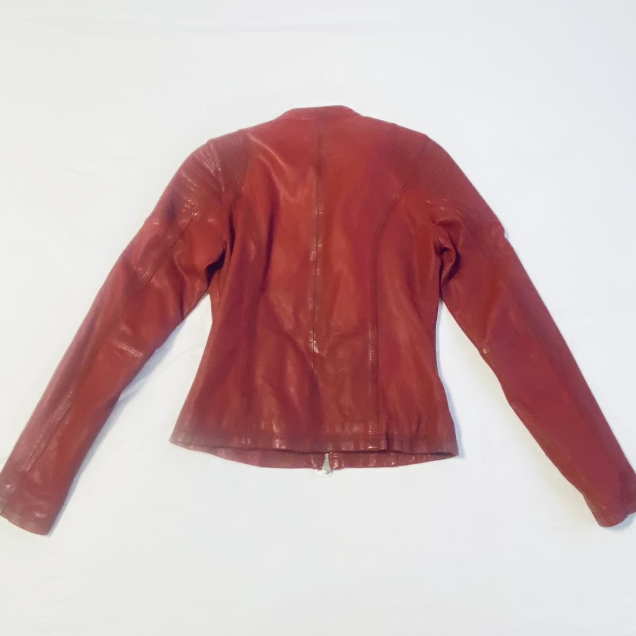 Goosecraft Red Leather Jacket Good condition Size XXS - Depop
