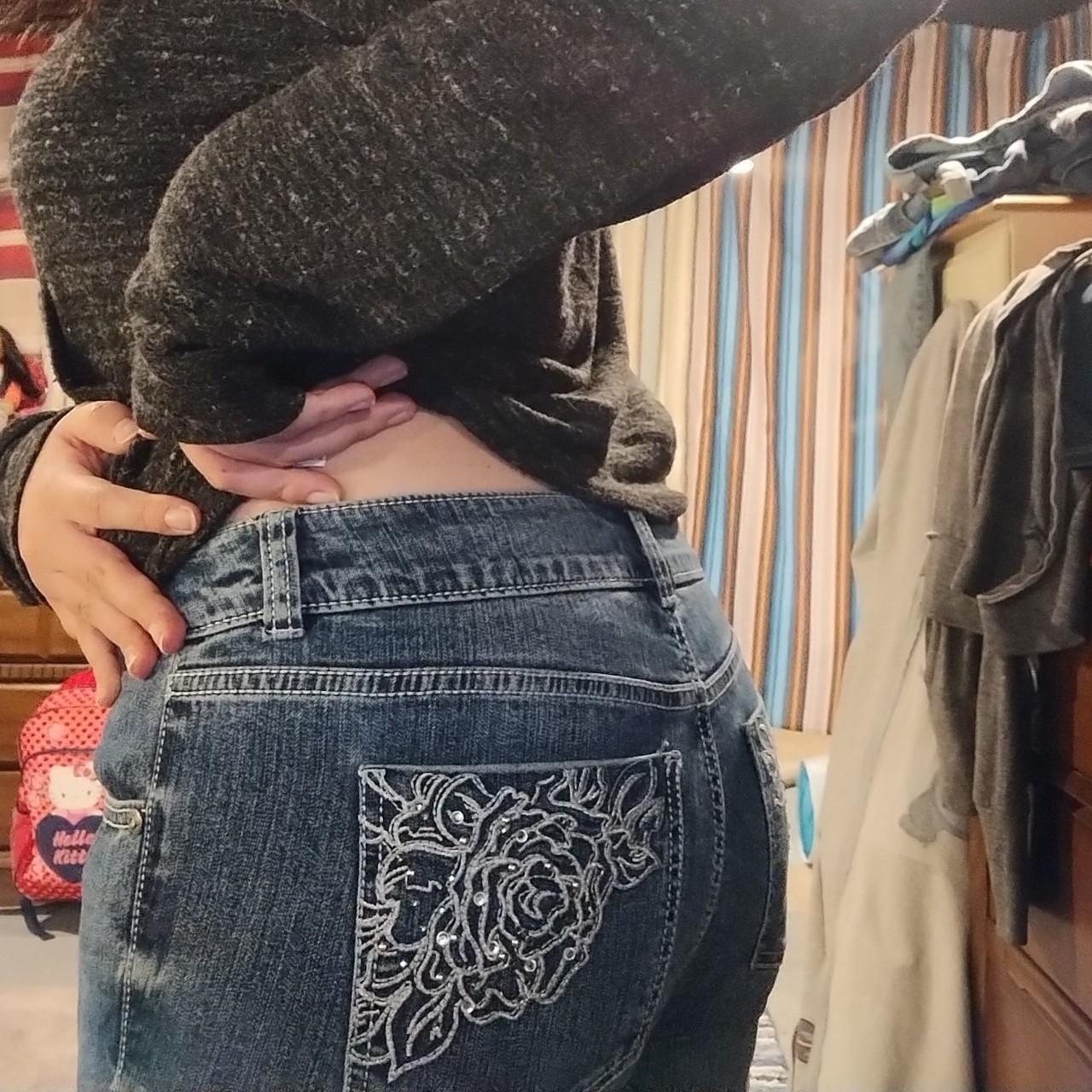 Bootcut jeans, has bedazzled pockets. - Depop