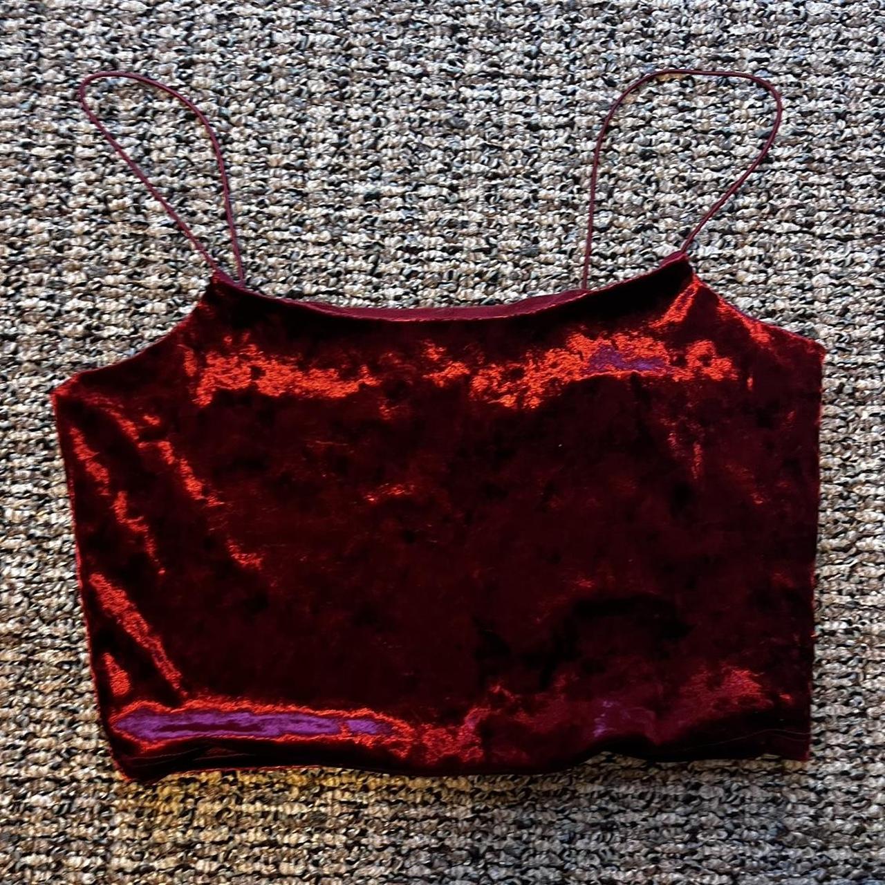 Red Burgundry Velvet Garage going out cropped tank... - Depop