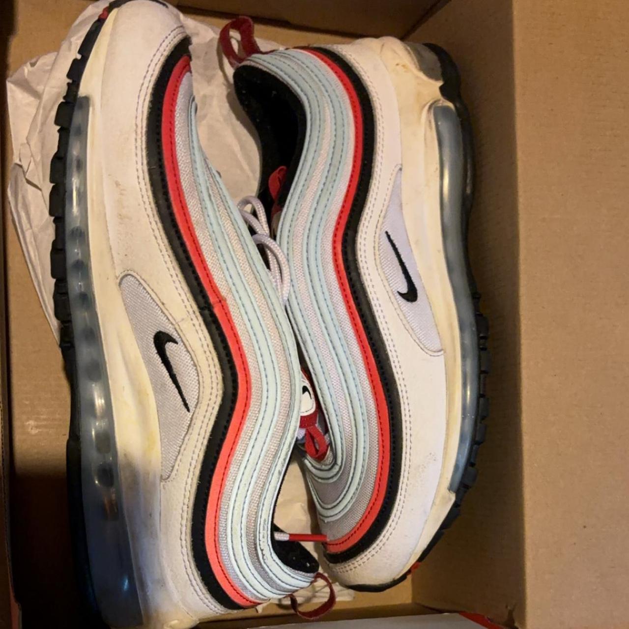 Nike Air Max 97s - white and red trainers - Depop