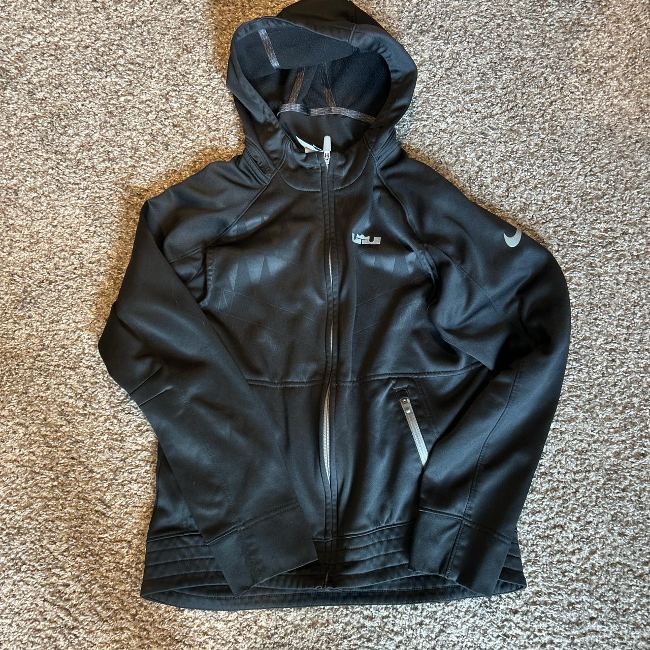 Lebron James nike hoodie, black and grey, youth xl - Depop