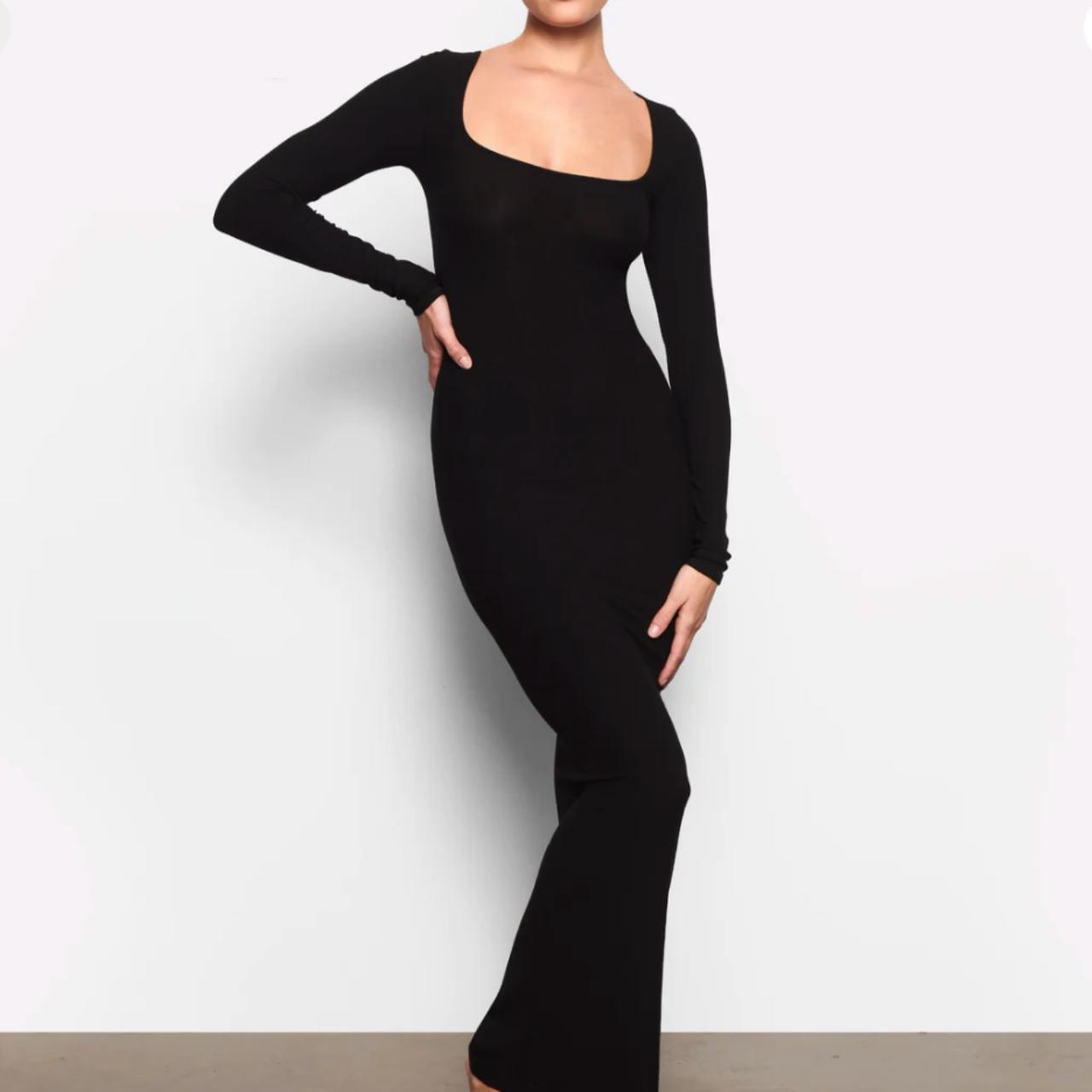 Skims Long Sleeve bodycon maxi dress. Ribbed with... - Depop