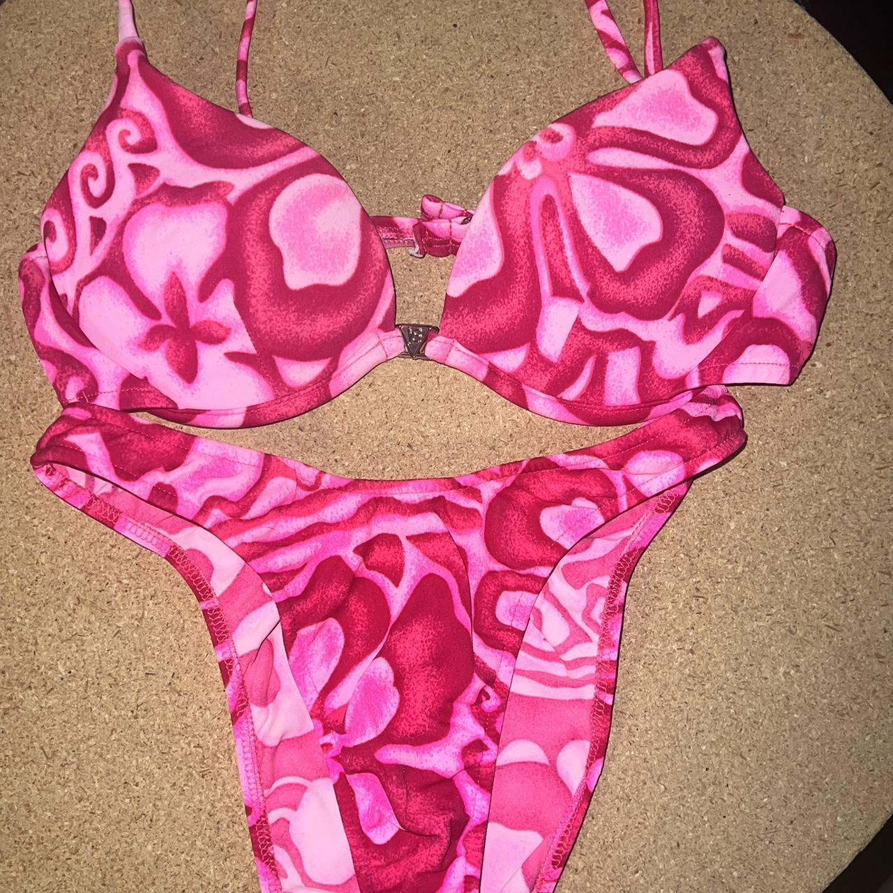 1980s Venus Swimwear Bikini Vintage Neon Pink Two Depop