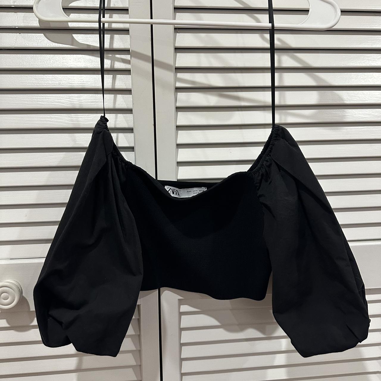 Zara poofy sleeve crop top super cute Size small... - Depop