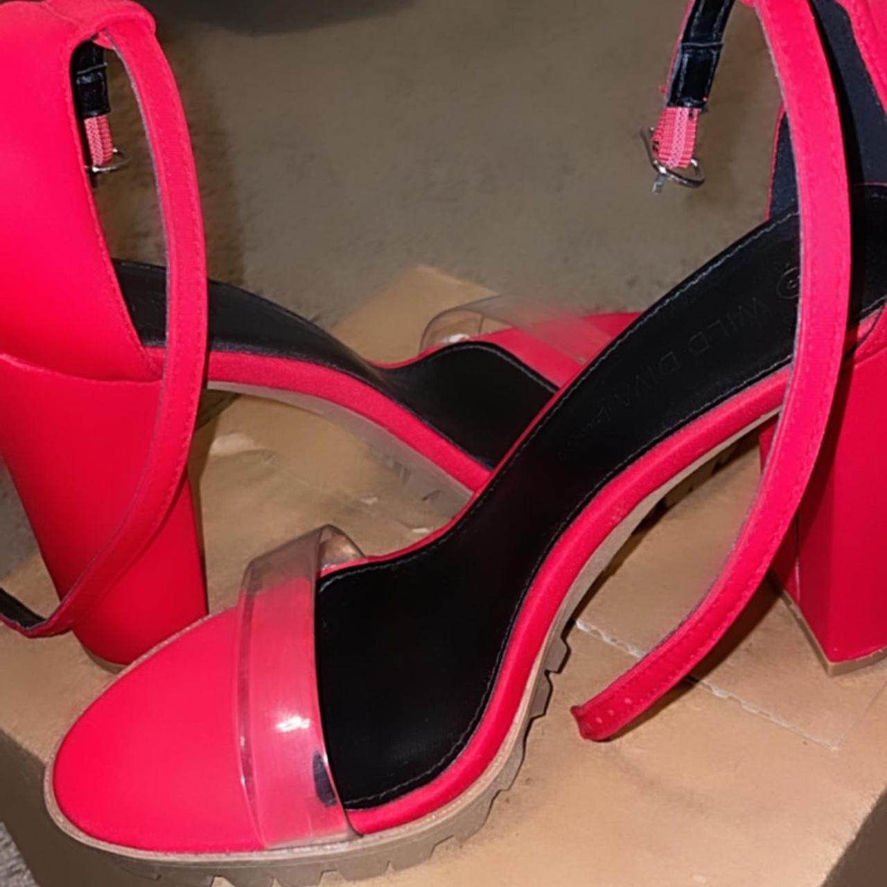 Red open toe heels ️ Worn once Brand - wild diva... - Depop