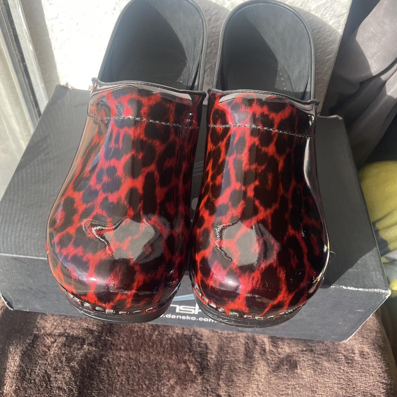 Dankso vintage clogs, red and black print, never... - Depop