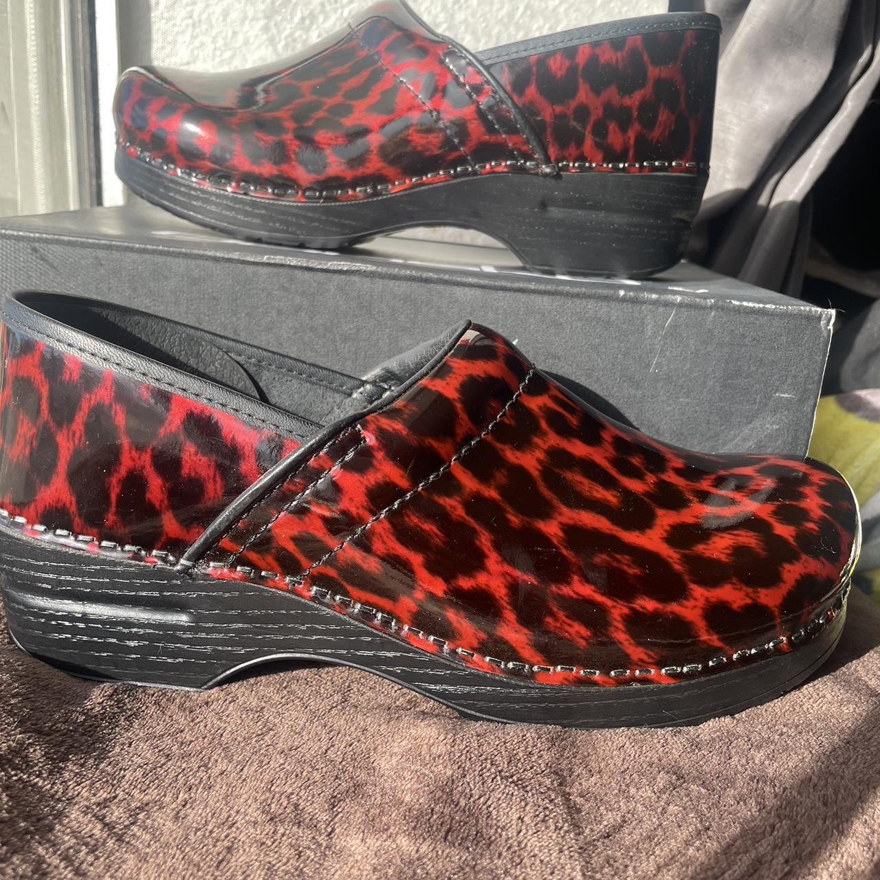 Dankso vintage clogs, red and black print, never... - Depop