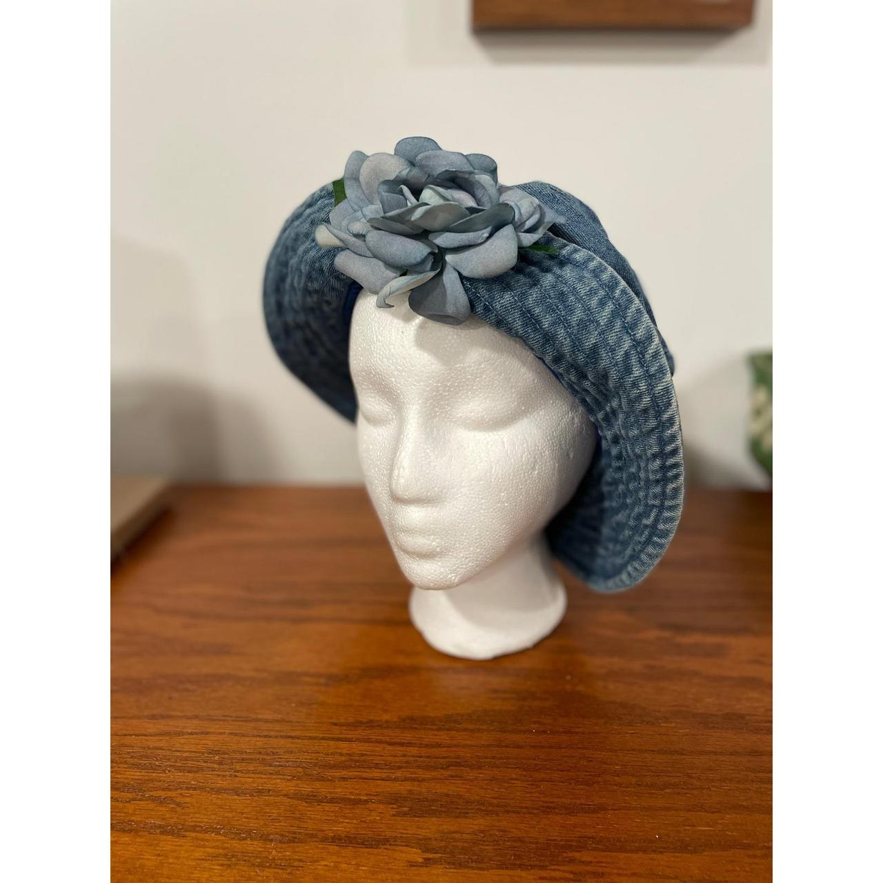 Vintage 90s Arlin Denim Bucket Hat Flower Cotton... | Depop