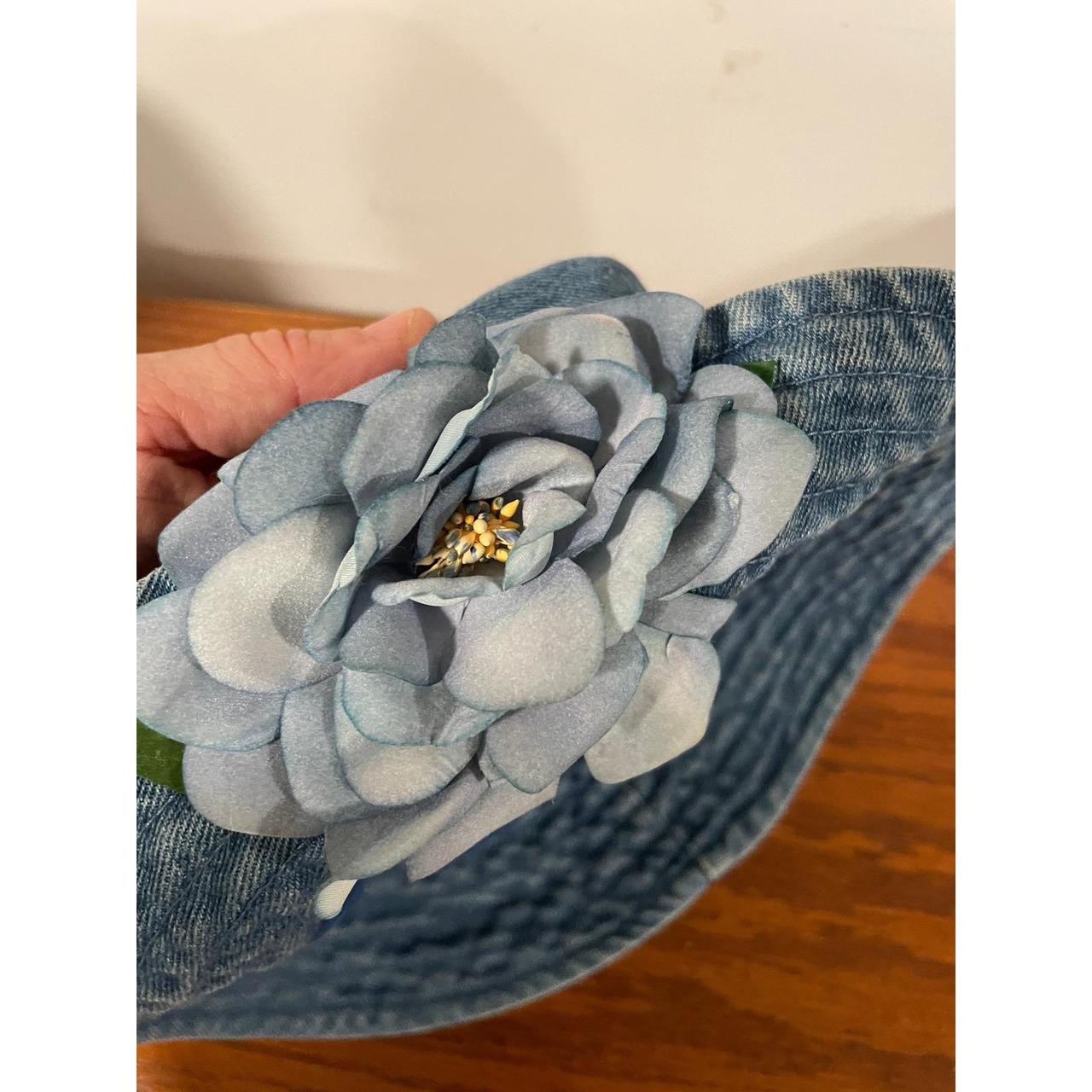 Vintage 90s Arlin Denim Bucket Hat Flower Cotton... | Depop