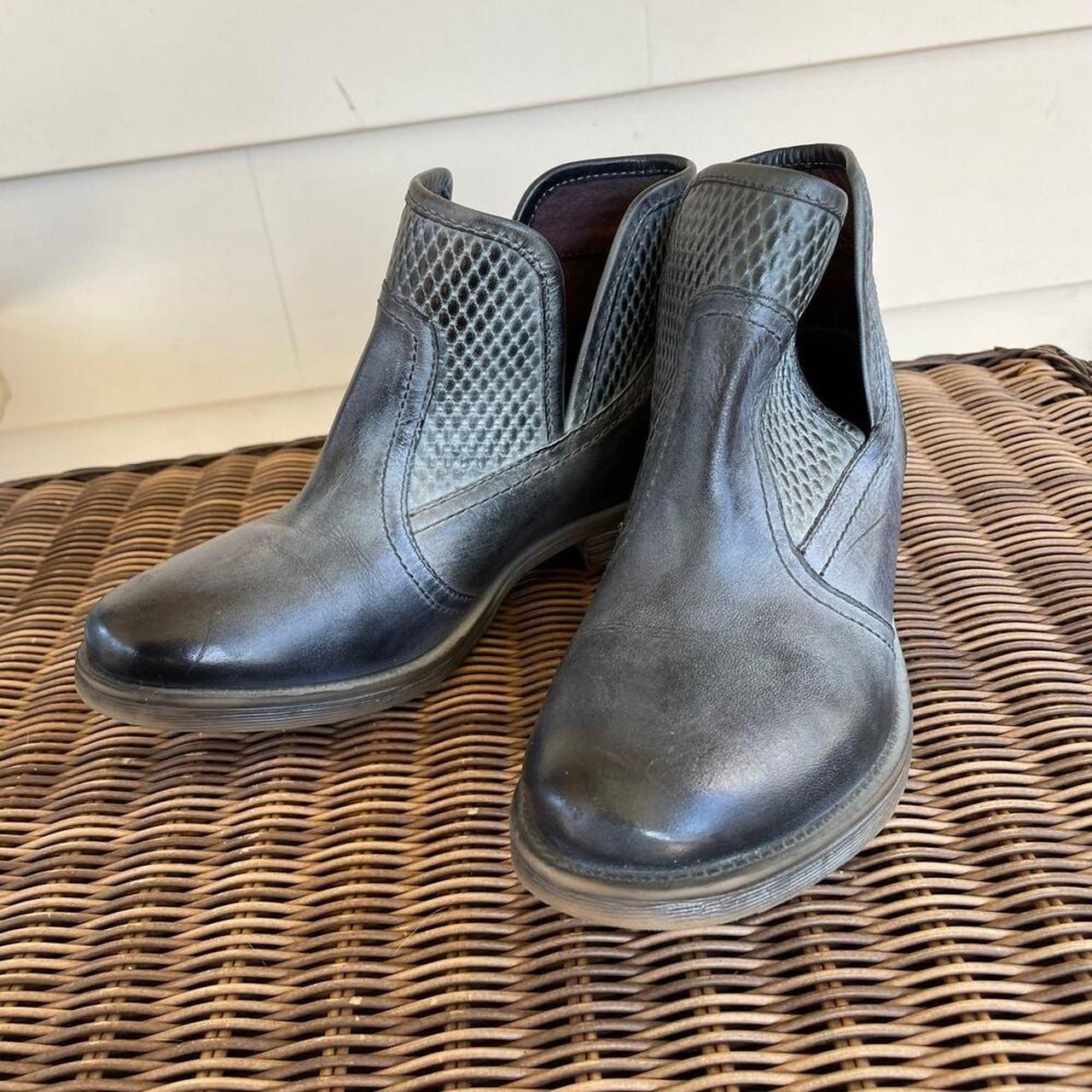 Roan Dark Blue Vegan Leather Western Split Ankle... | Depop