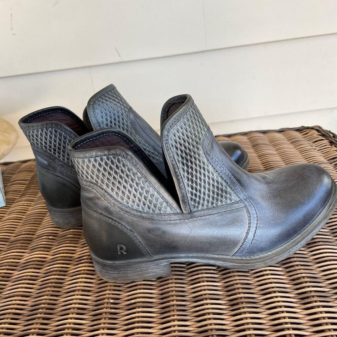 Roan Dark Blue Vegan Leather Western Split Ankle... | Depop