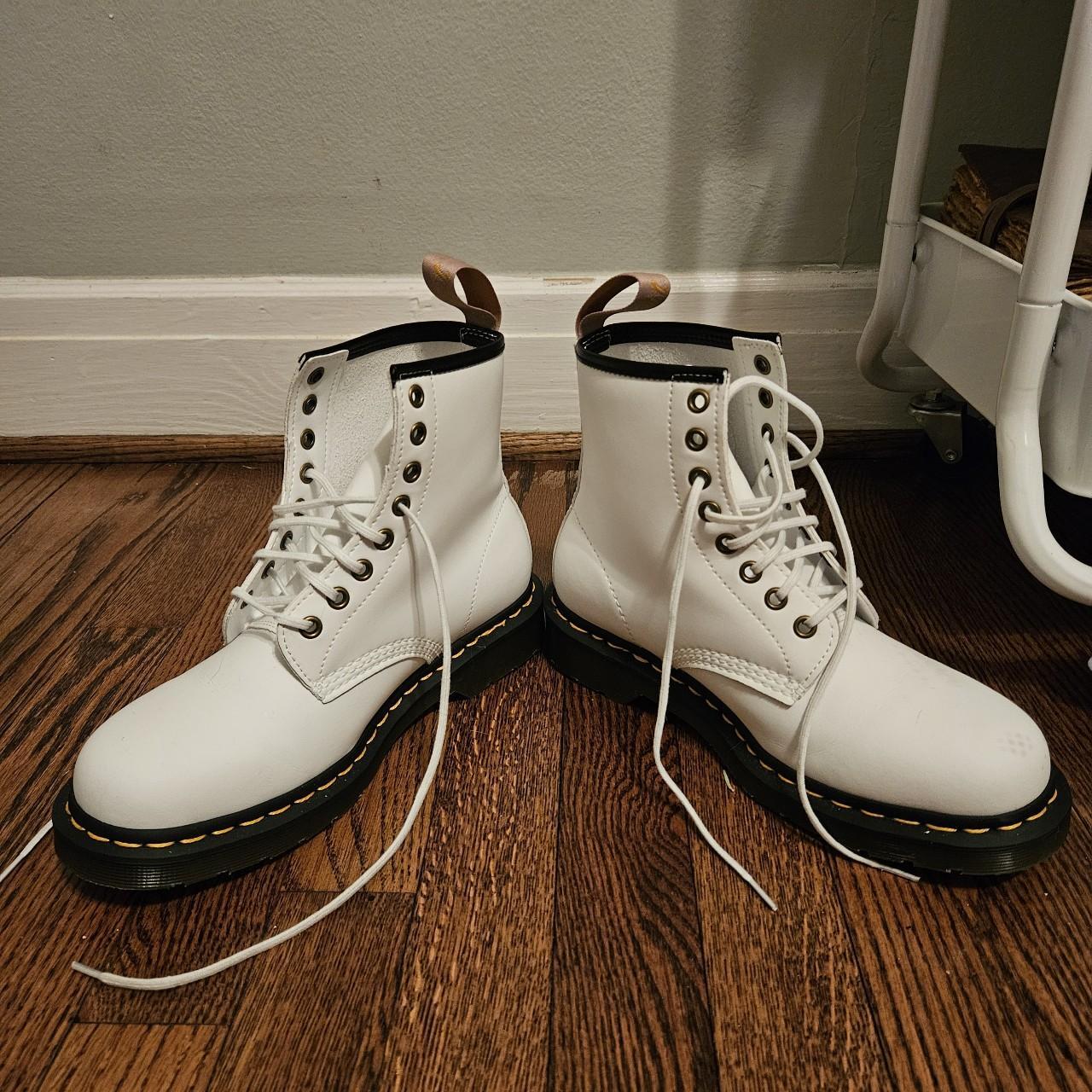 Vegan 1460 Kemble Lace Up Boots in White | Dr.... - Depop