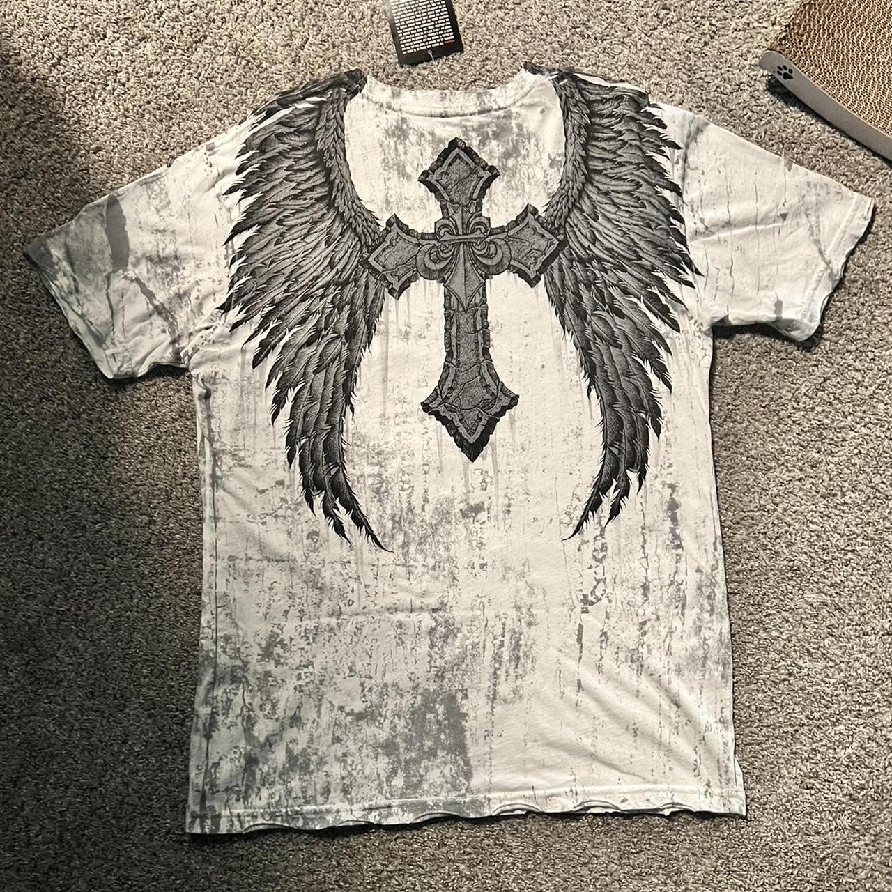 Super Rare White Affliction Avila SS Crewn NwT Size... - Depop