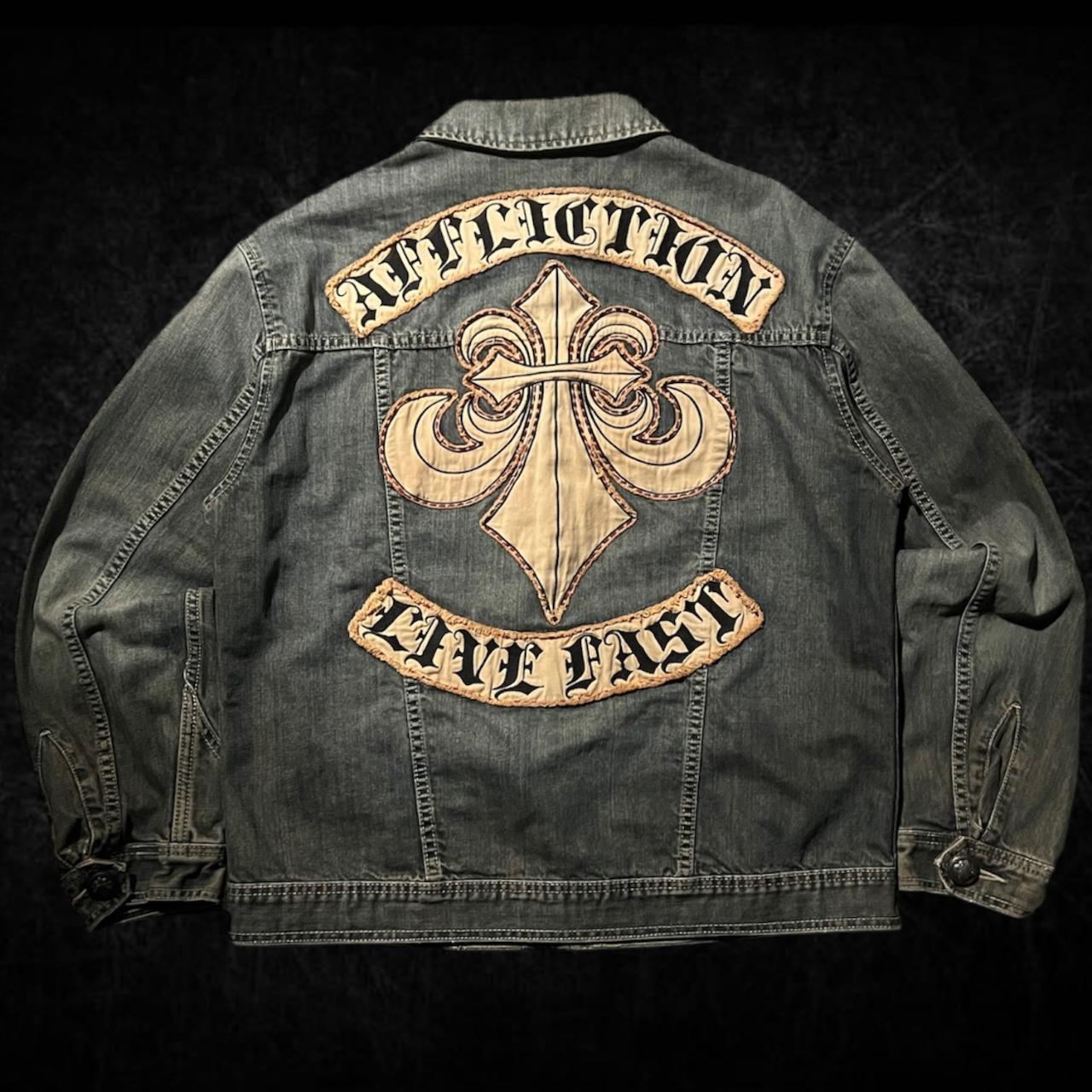 Affliction "Live Fast" Denim Jacket Size... - Depop