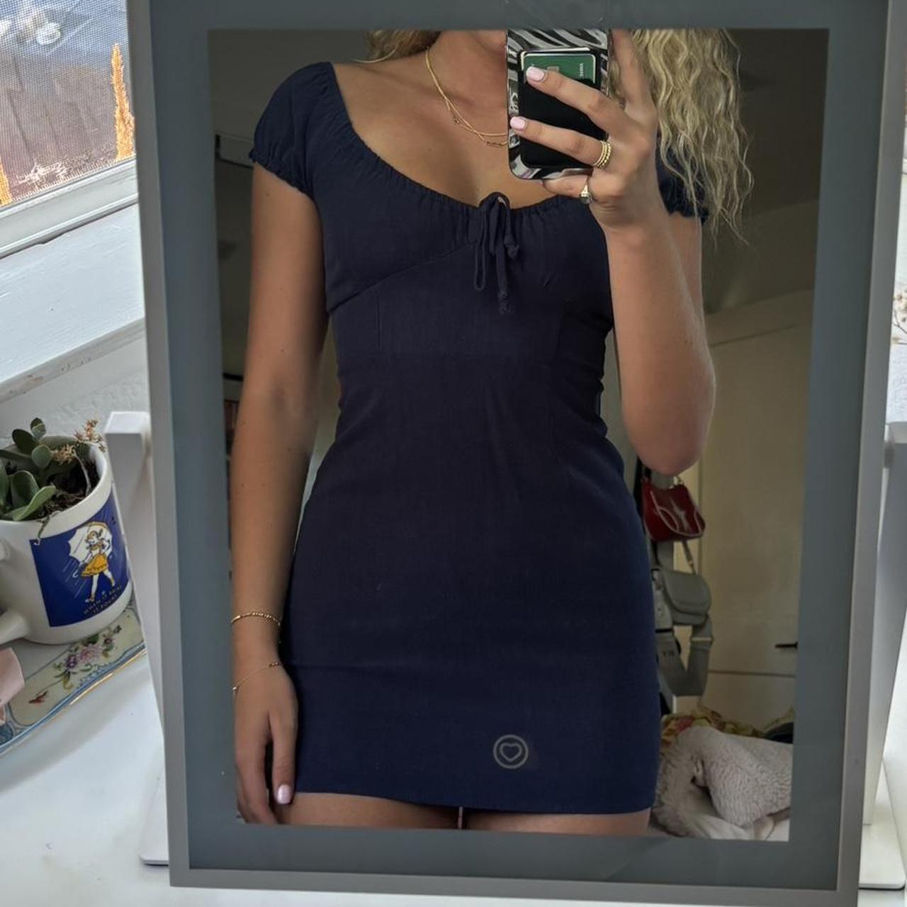 Navy pacsun mini dress. Super cute and comfy linen... | Depop