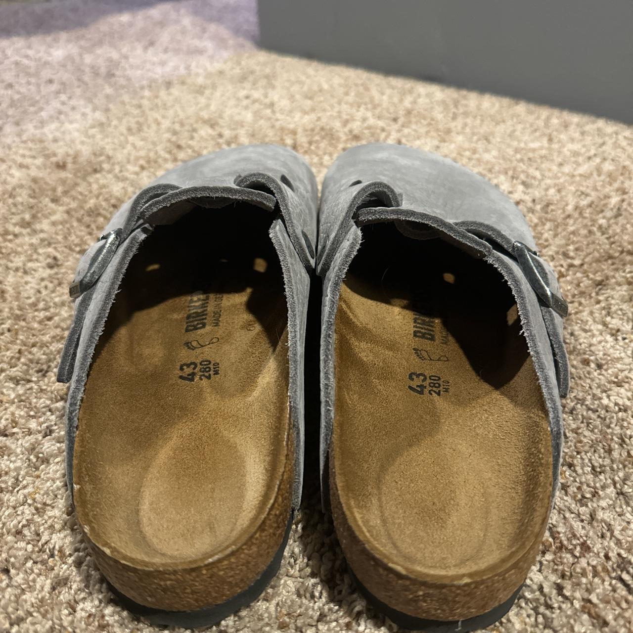 Grey Boston Birks with a grained nubuck leather... - Depop