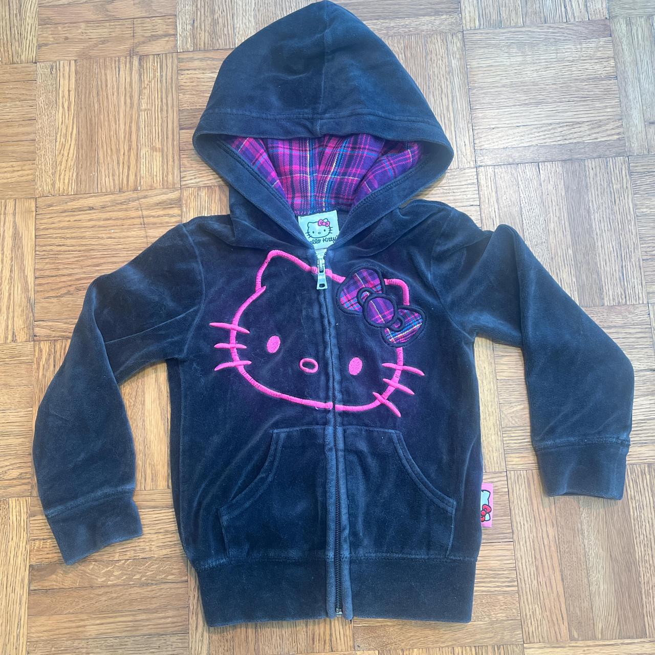 VINTAGE 2009 SANRIO HELLO KITTY VELOUR ZIP UP KIDS... - Depop