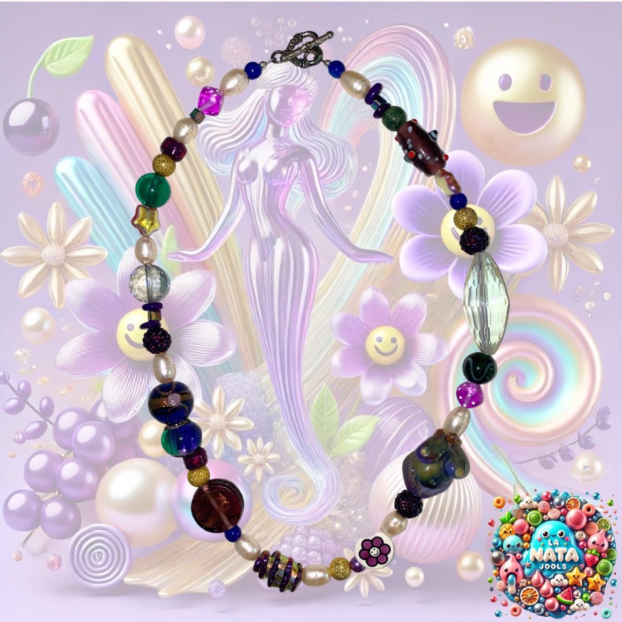 Grape Fizz Necklace 💜🍇☂️ 1-of-1 handmade chunky... - Depop