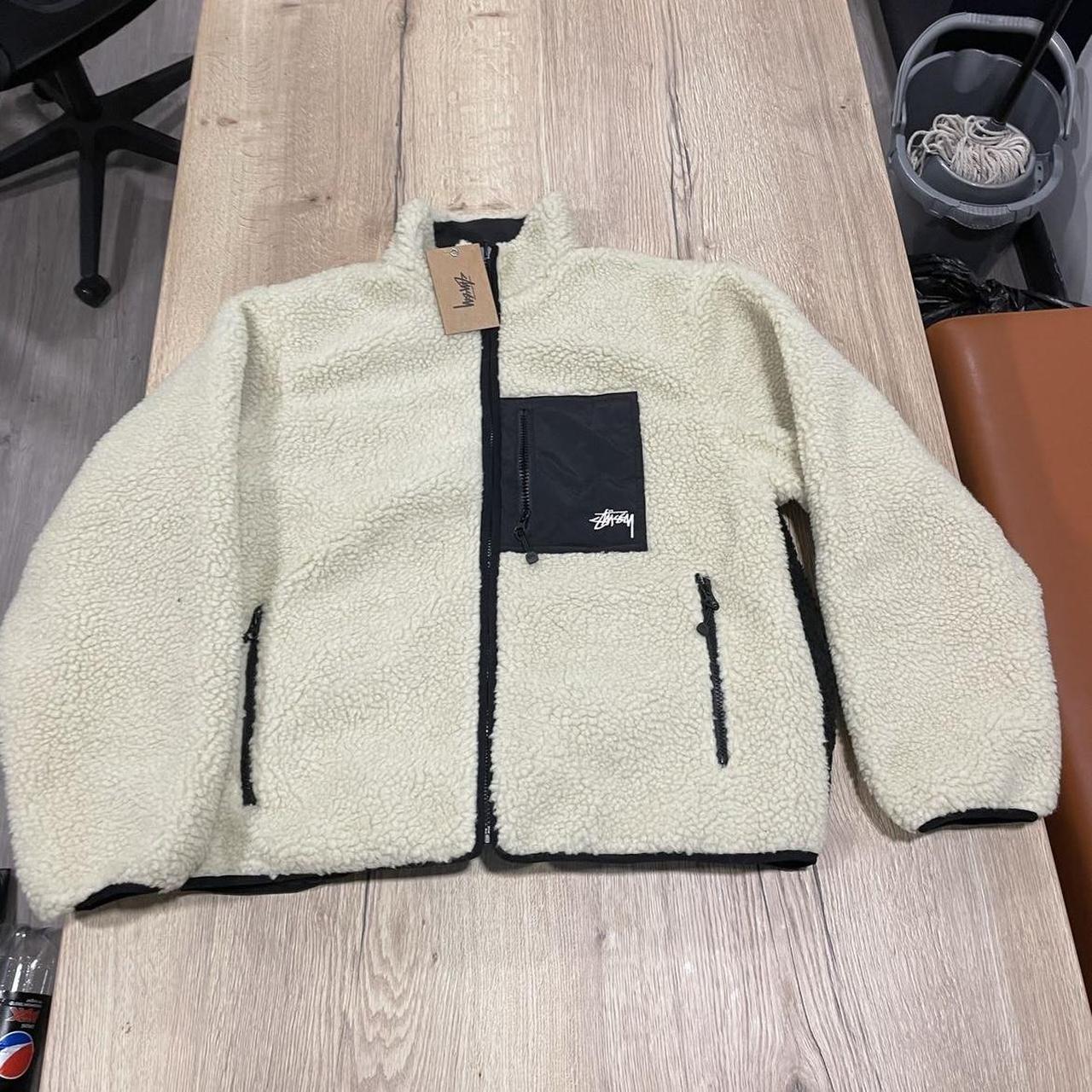 8 ball stussy sherpa fleece jacket - Depop