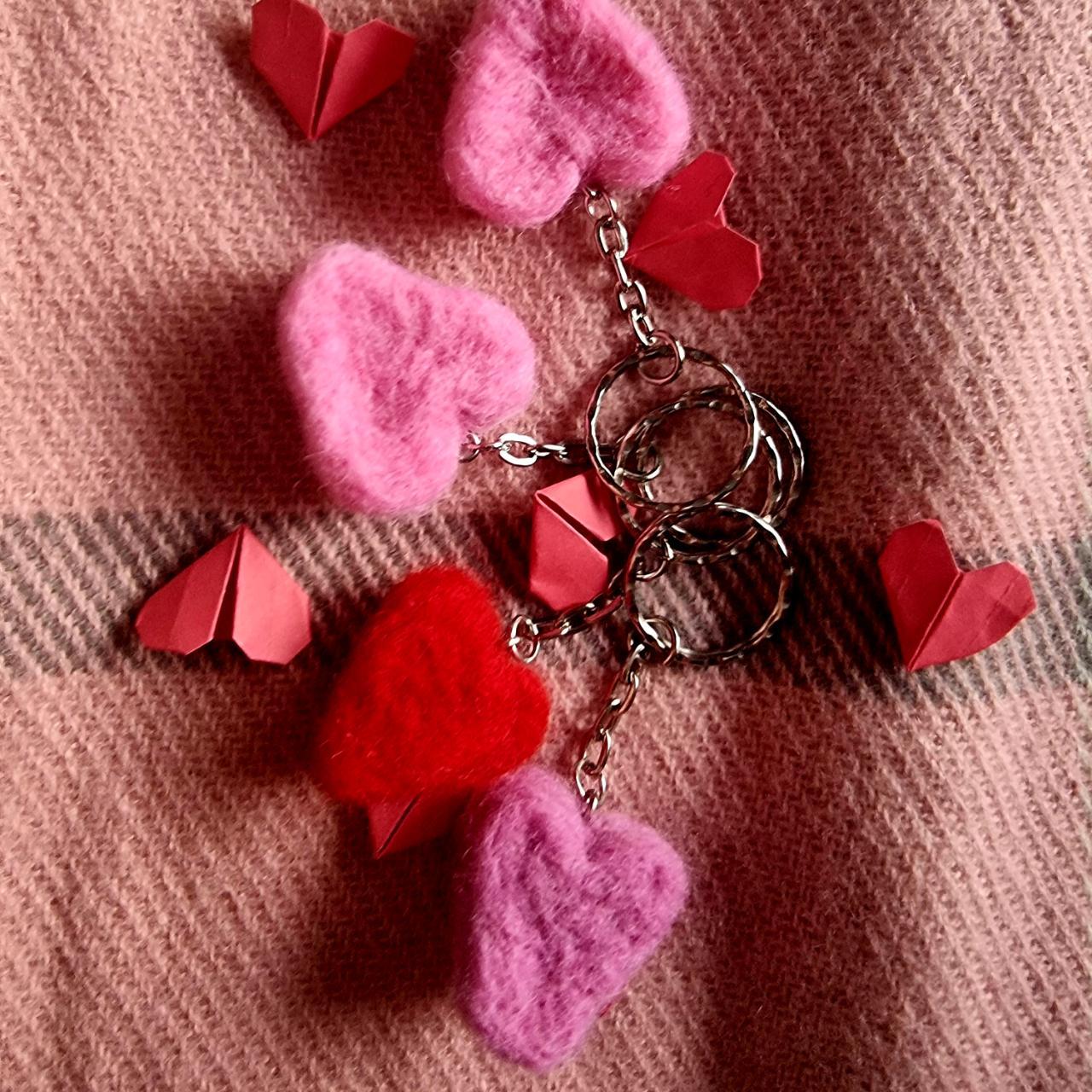Valentine Love Heart Keyrings! The Hearts are needle... - Depop