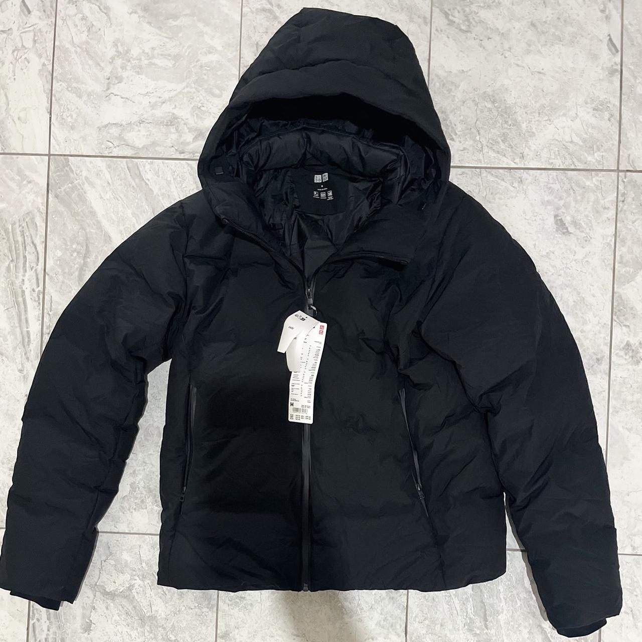 Uniqlo black puffer jacket with hood #jacket #winter - Depop