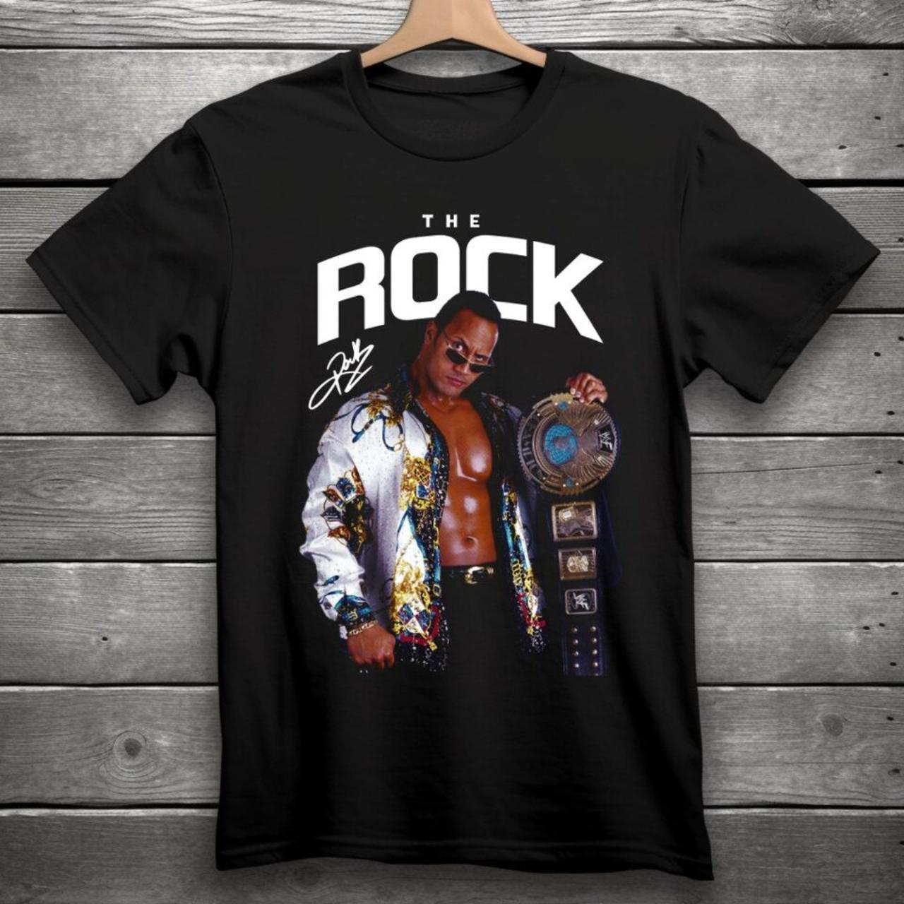 The Rock Wrestling T-Shirt Black WWE High Quality... - Depop