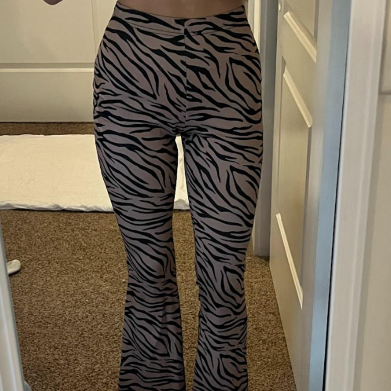 set of 3 funky printed fitted flare pants - Depop