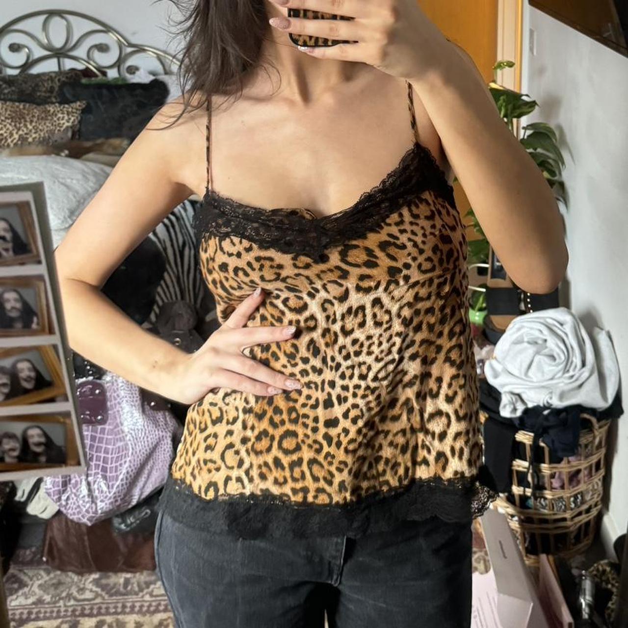 Stunning 90s look leopard lace trim cami #90s... - Depop