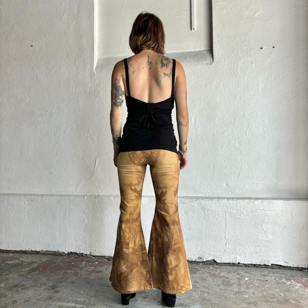 Stunning 2000s y2k massive flare low waisted bleach... | Depop