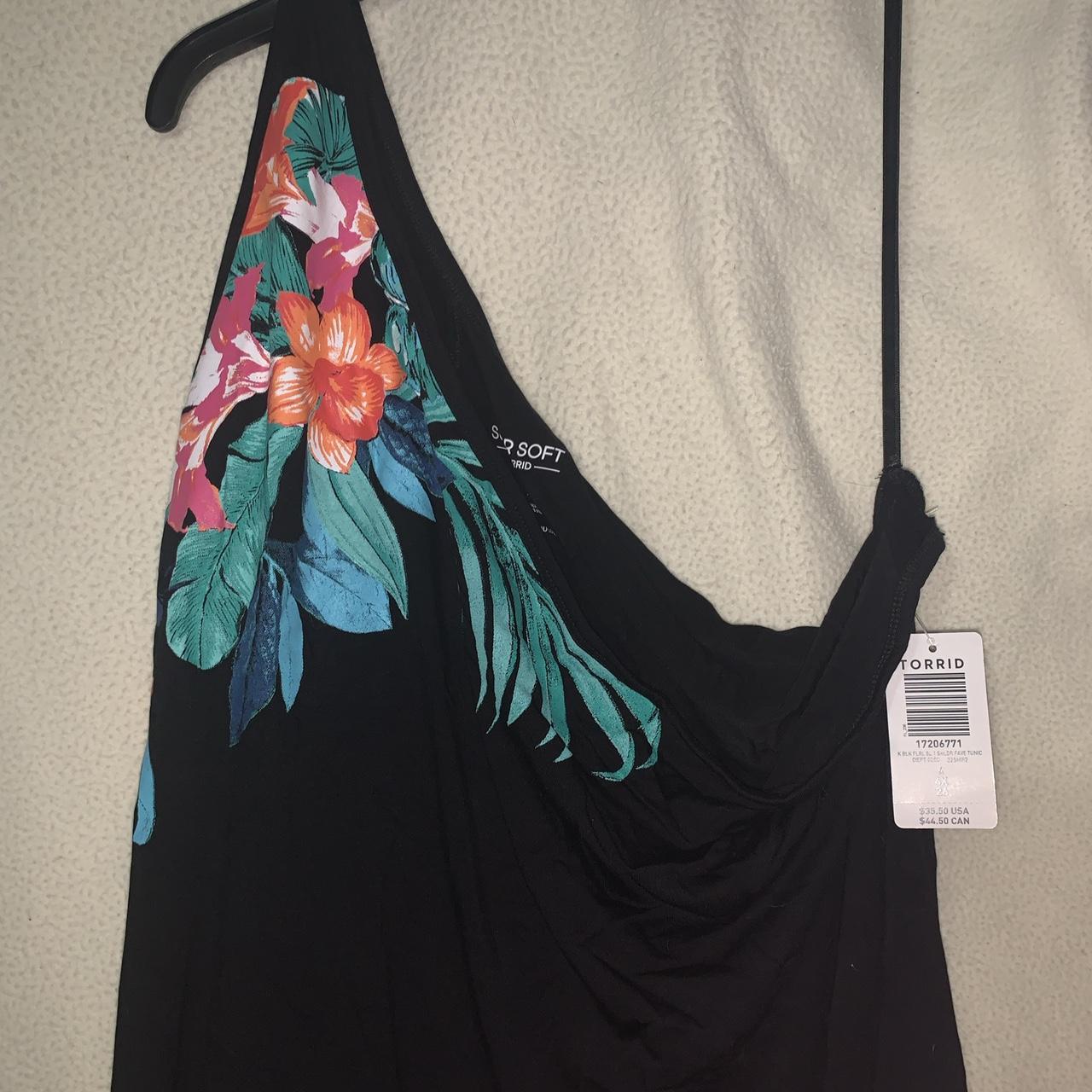 Torrid Favorite Black Floral Super Soft One Shoulder... - Depop