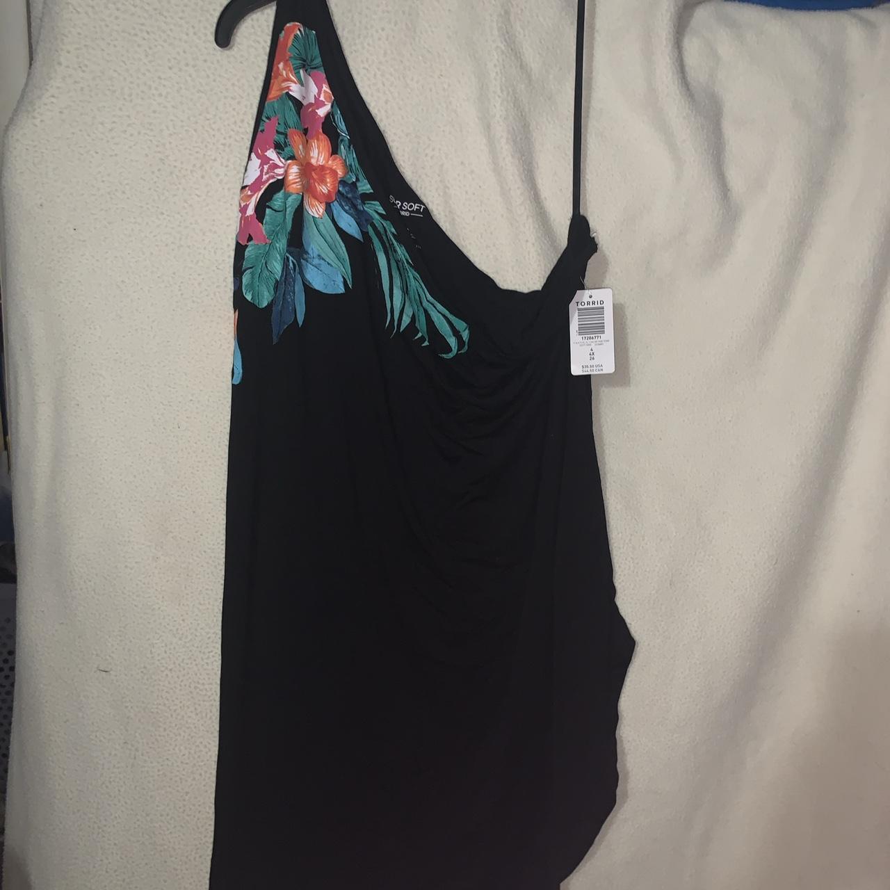Torrid Favorite Black Floral Super Soft One Shoulder... - Depop
