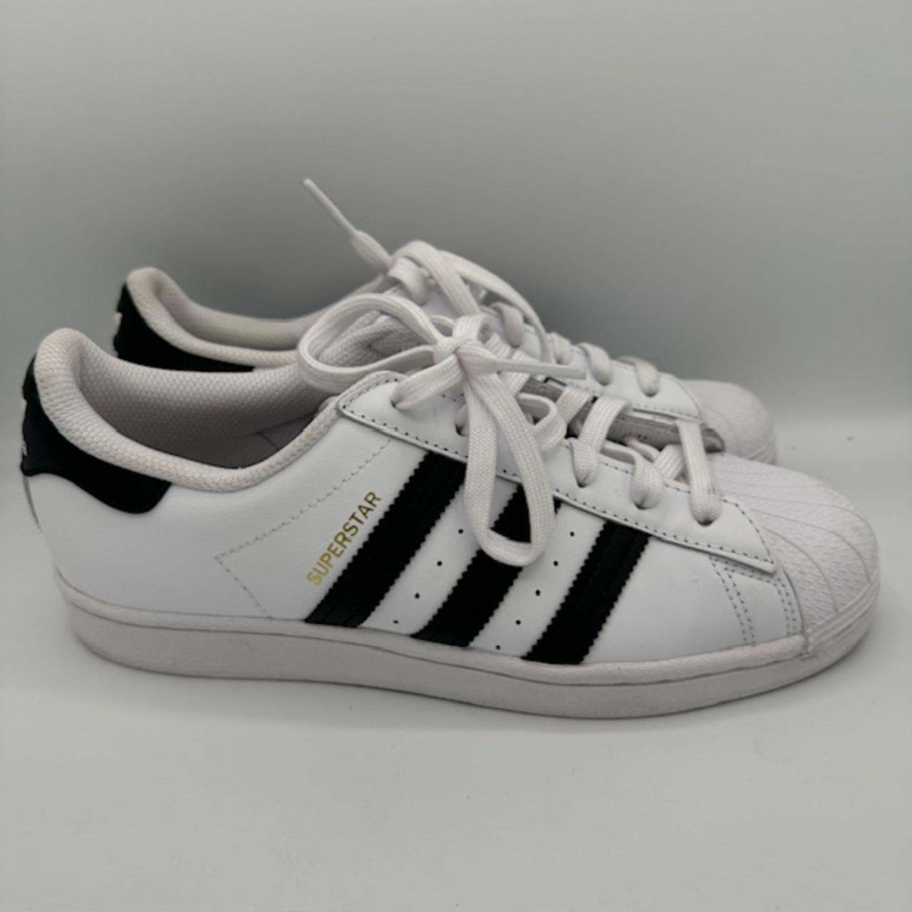 The Adidas Superstar Shell Toe White with Black... | Depop