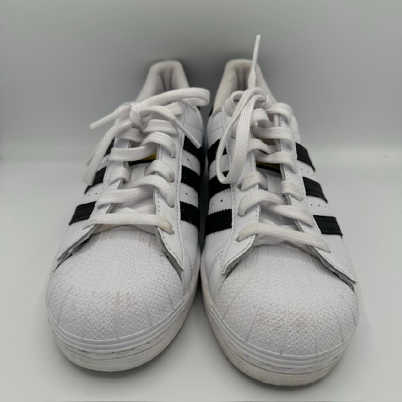 The Adidas Superstar Shell Toe White with Black... | Depop