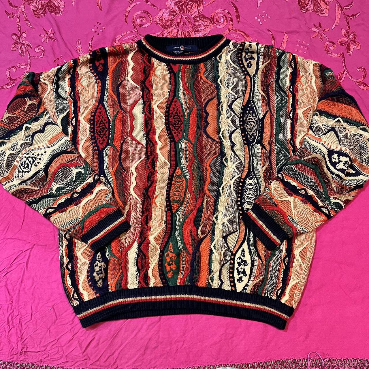 Coogi Sweater inspired super earthy toned sweater... - Depop