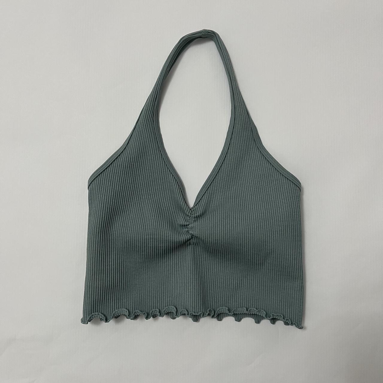 Little halter crop top - frills on the hem - size xs... - Depop