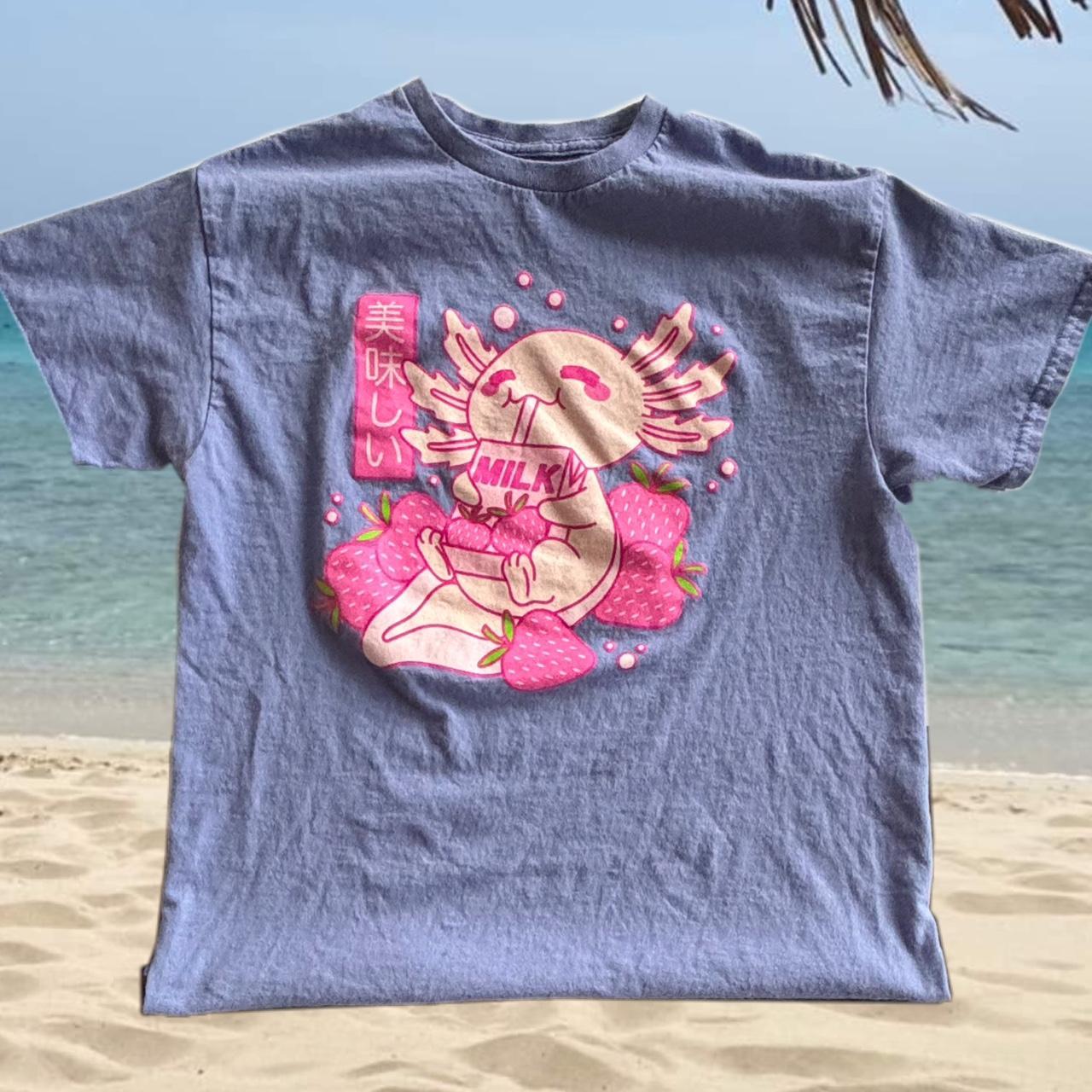 Hot Topic Axolotl Strawberry Milk T-Shirt - clean... - Depop