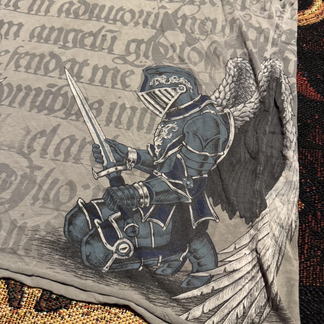 Affliction Y2K graphic tee with knights and... | Depop