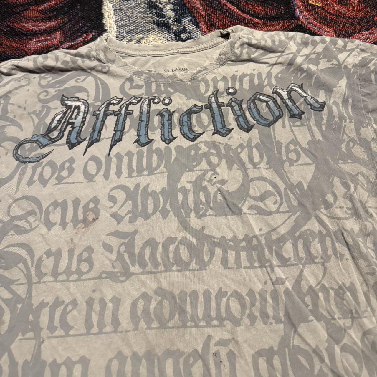 Affliction Y2K graphic tee with knights and... | Depop