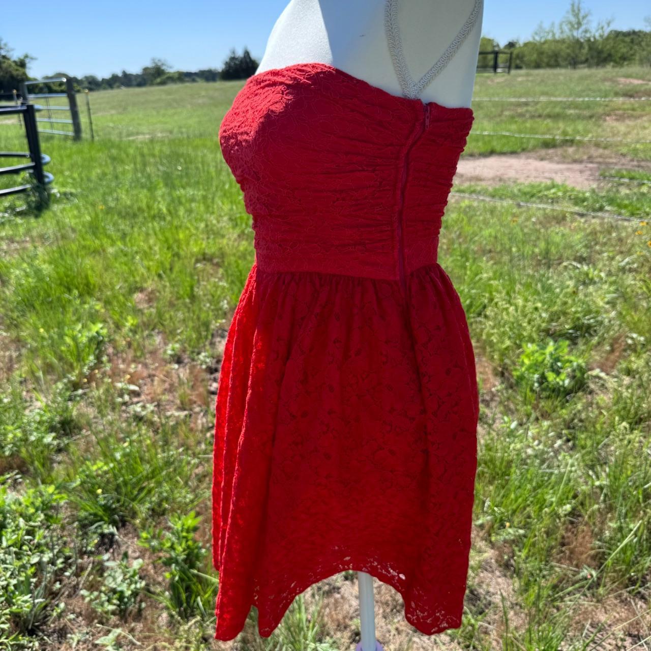 Naf Naf (French Brand) strapless lace fit and flare... - Depop