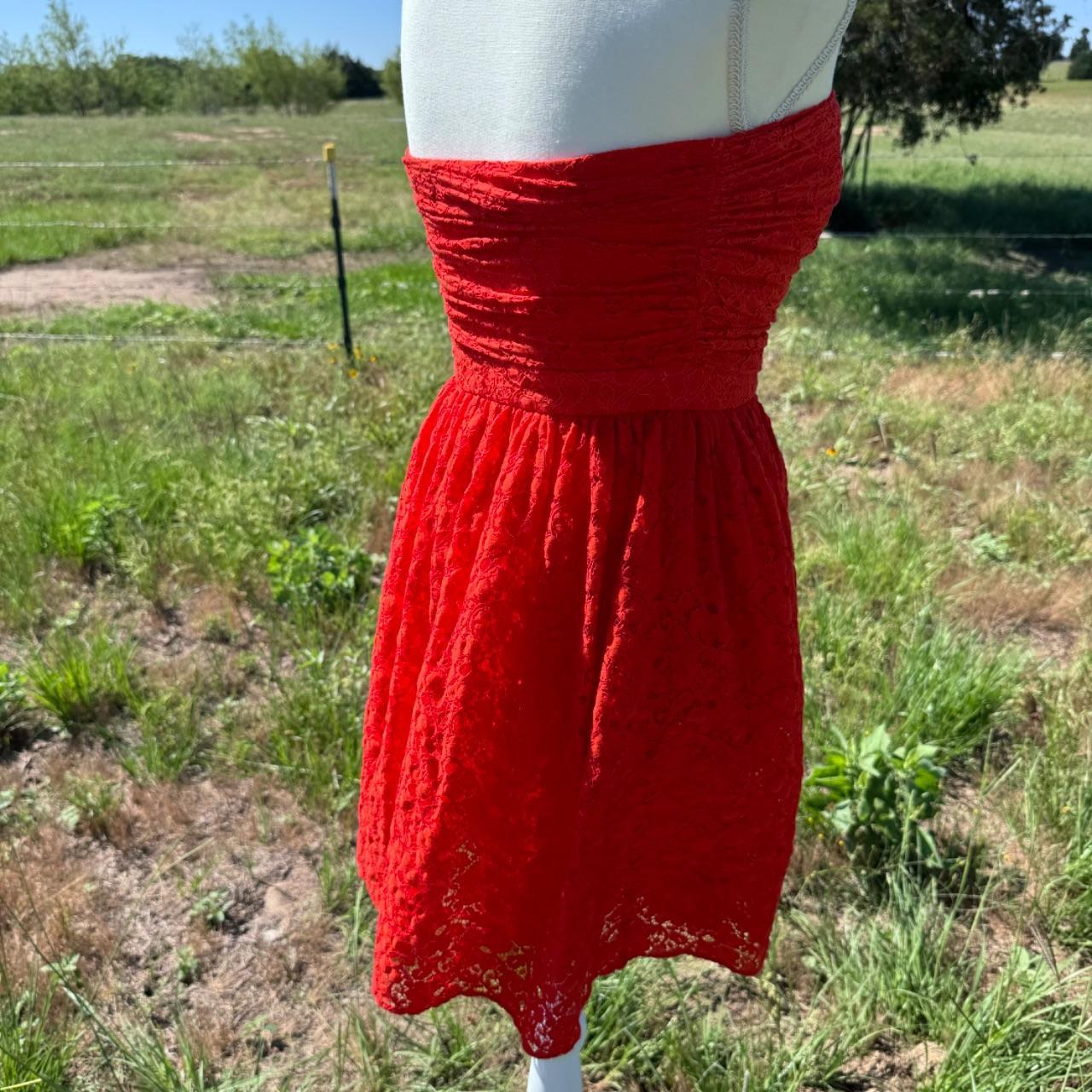 Naf Naf (French Brand) strapless lace fit and flare... - Depop