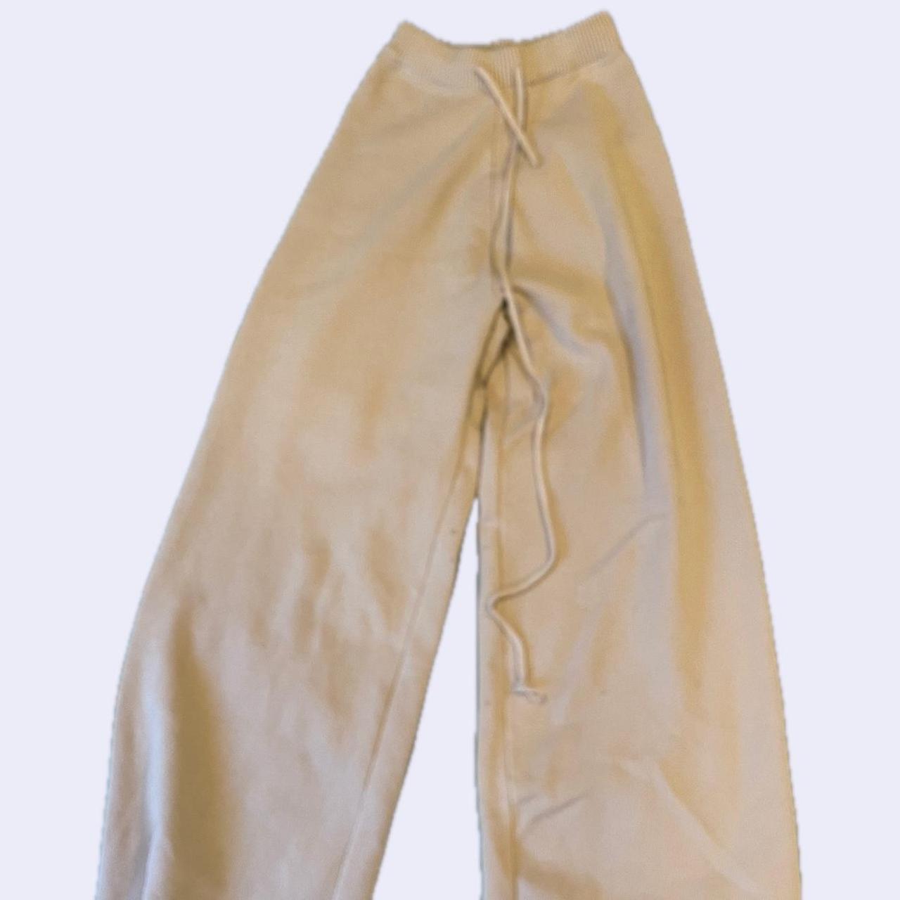 Wide leg tan sweater lounge pants - Depop
